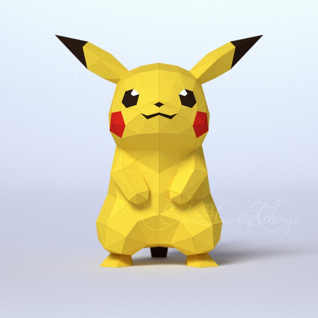 Pikachu en origami 3D para montar – Modelo de papel Pokémon