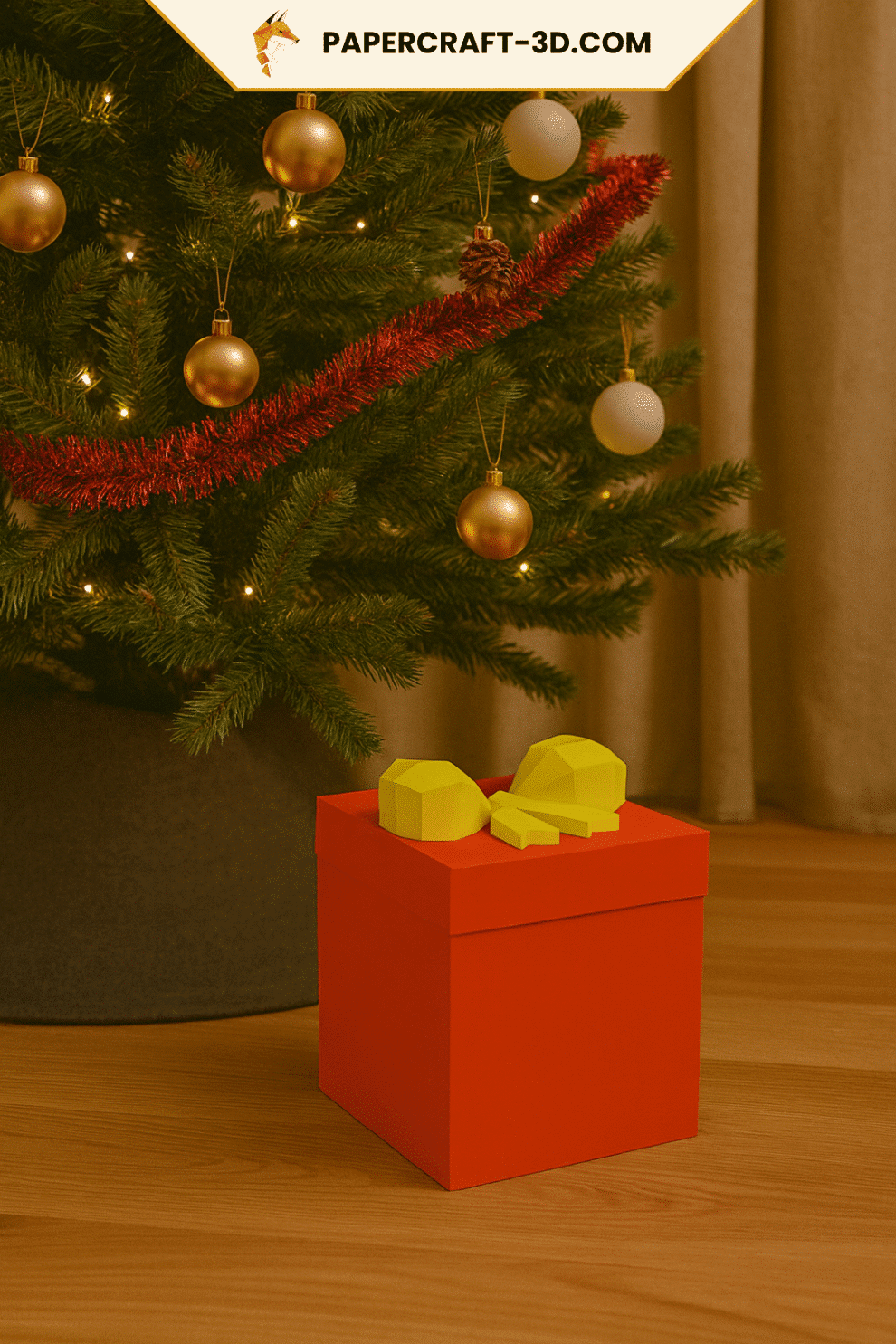 3D Papercraft Christmas Gift Box to Assemble
